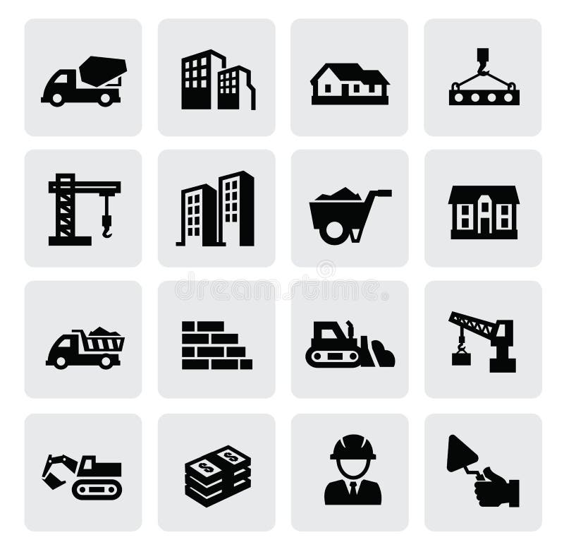 Construction icons stock vector. Illustration of truck - 28707904