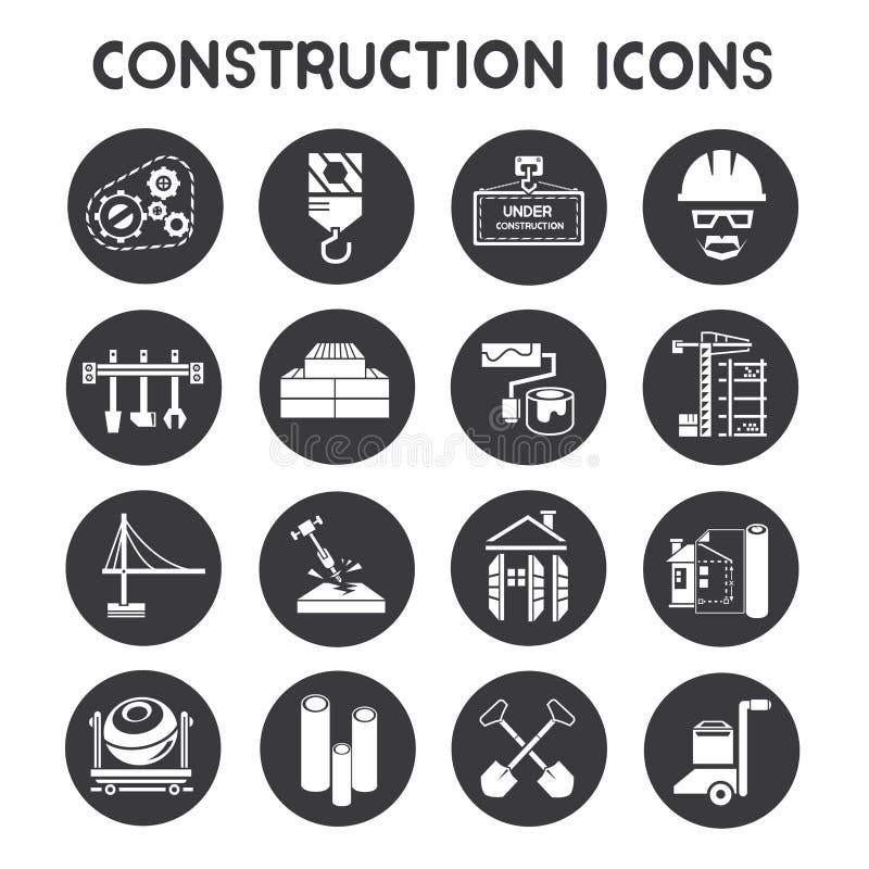 Construction Management Icons Stock Illustration - Illustration of ...
