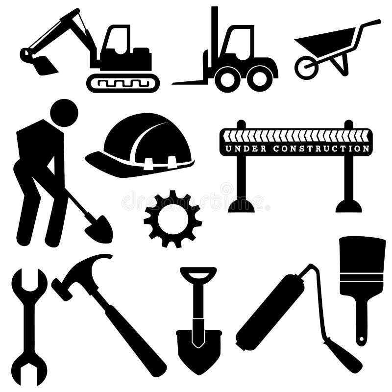 Construction icon set stock vector. Illustration of cement - 27003276