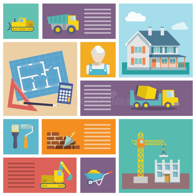 Construction icons set stock vector. Illustration of building - 215041005