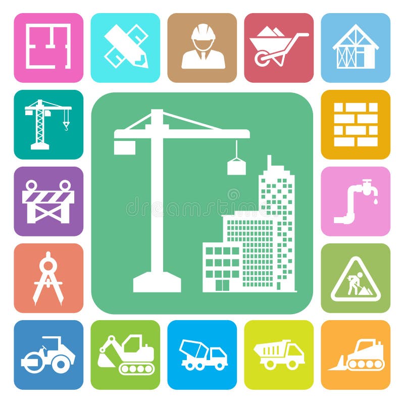 Construction Icons set stock vector. Illustration of icons - 138347281