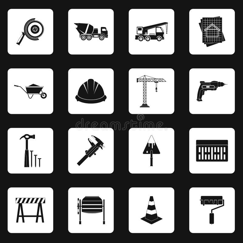 Construction Icons Set , Simple Style Stock Vector - Illustration of ...