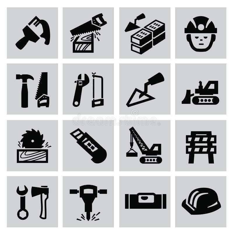 Construction icons stock vector. Illustration of lorry - 33714073