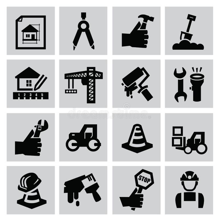 Construction Icon Set Gray Stock Illustrations – 5,373 Construction ...