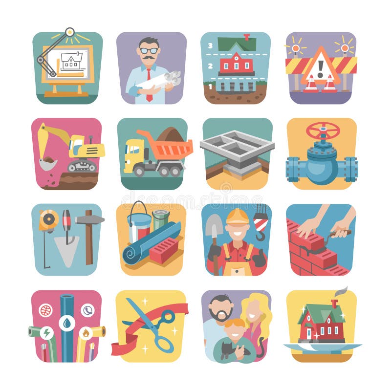 Construction Icons Vector Constructive Equipmentor Tools of Builder or ...