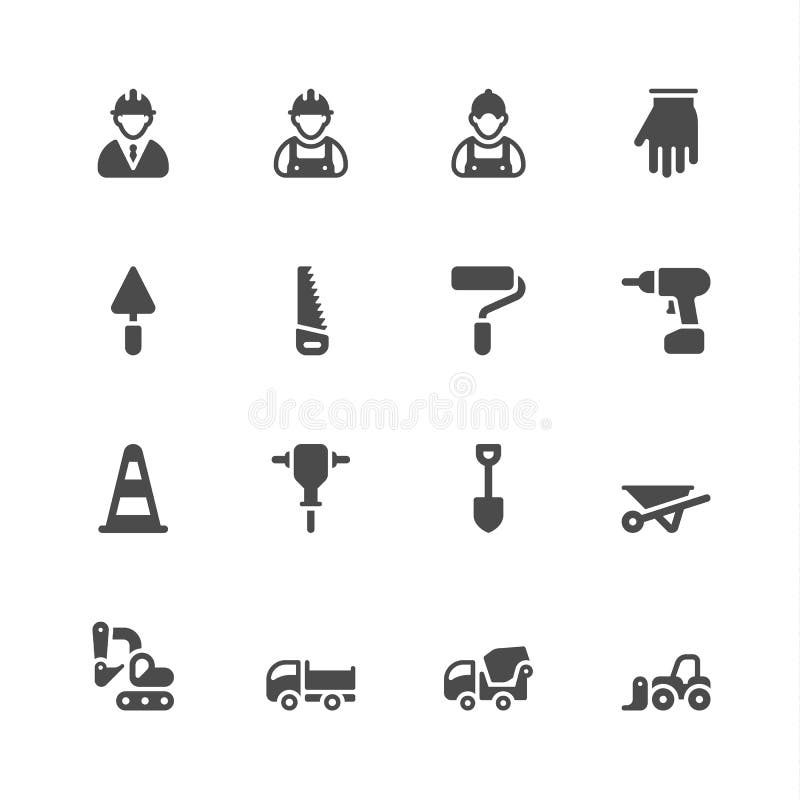 Building, Construction and Tools Icons Stock Vector - Illustration of ...