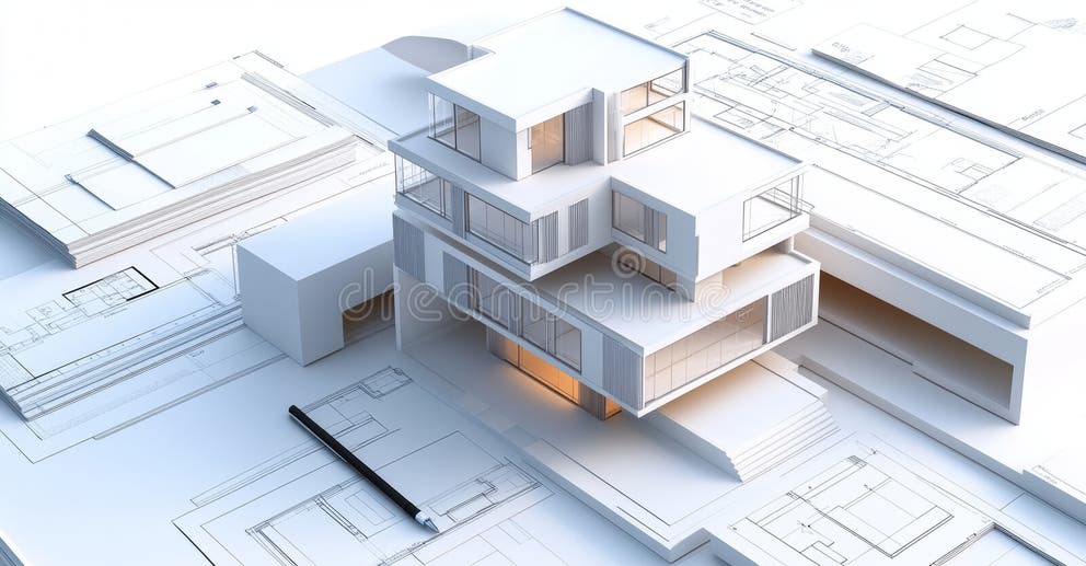 Construction Idea. Residential Building Plans and Architectural Model ...