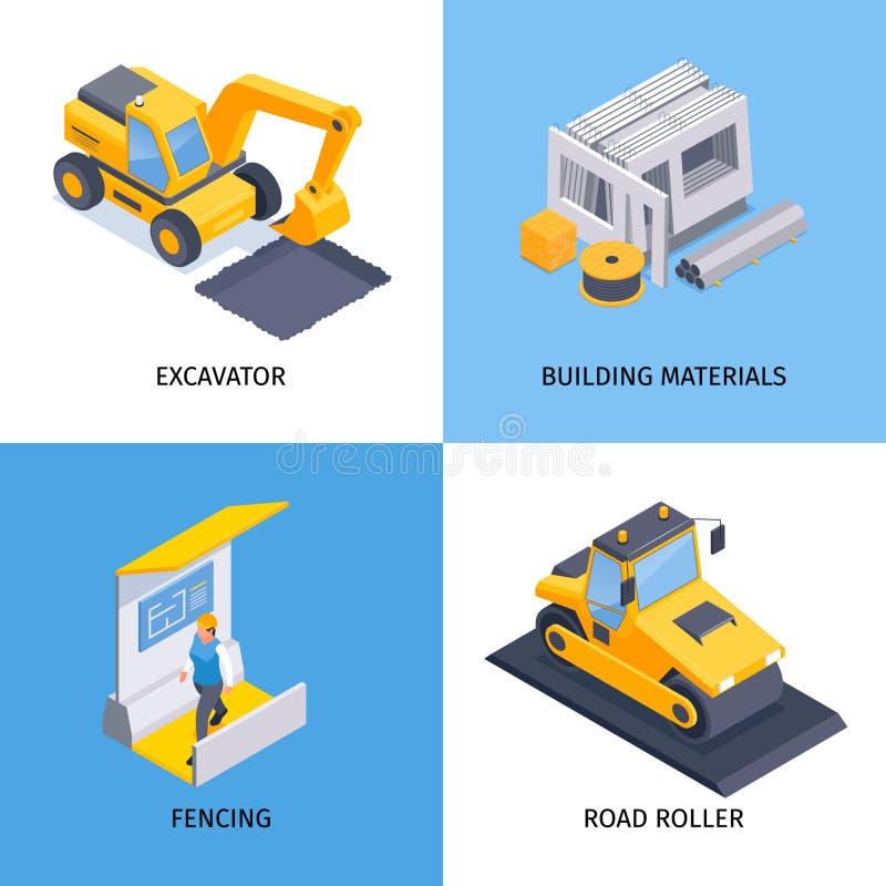 Construction Illustrations in Isometric View Stock Image - Image of ...