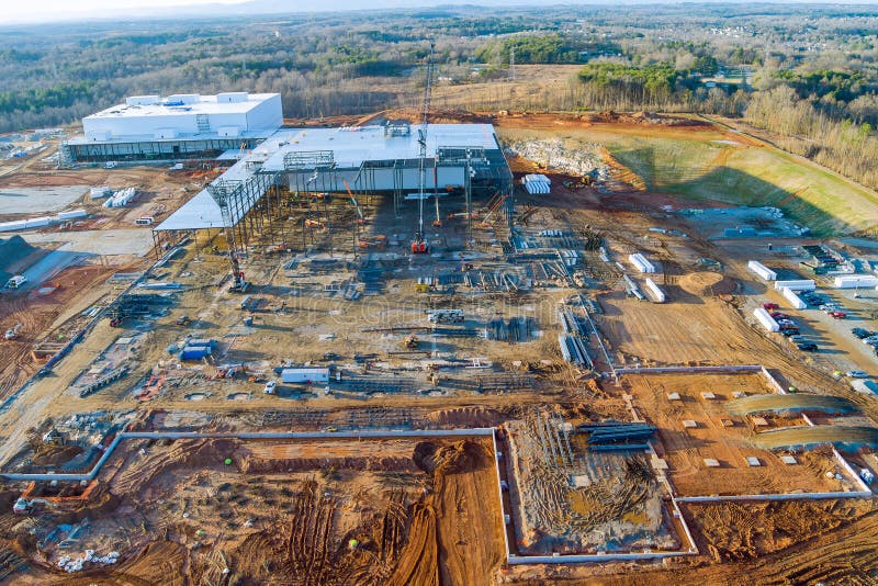 During Construction of an Industrial Warehouse on a Construction Site ...