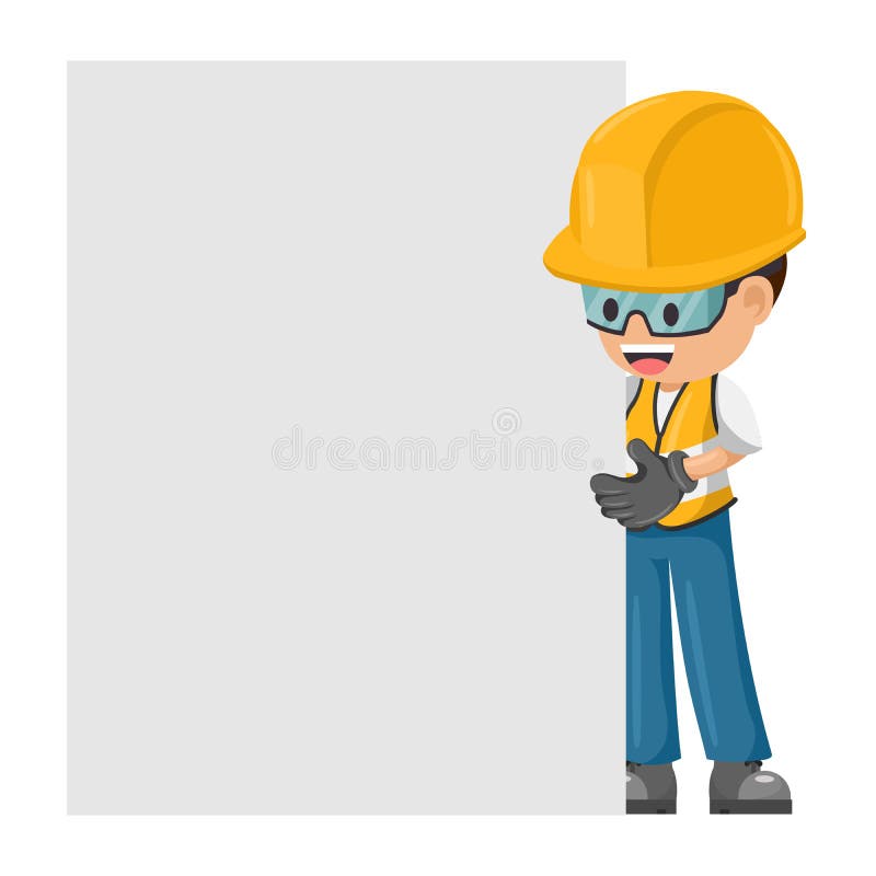 Construction Industrial Worker Holding Sign with Space for Text ...