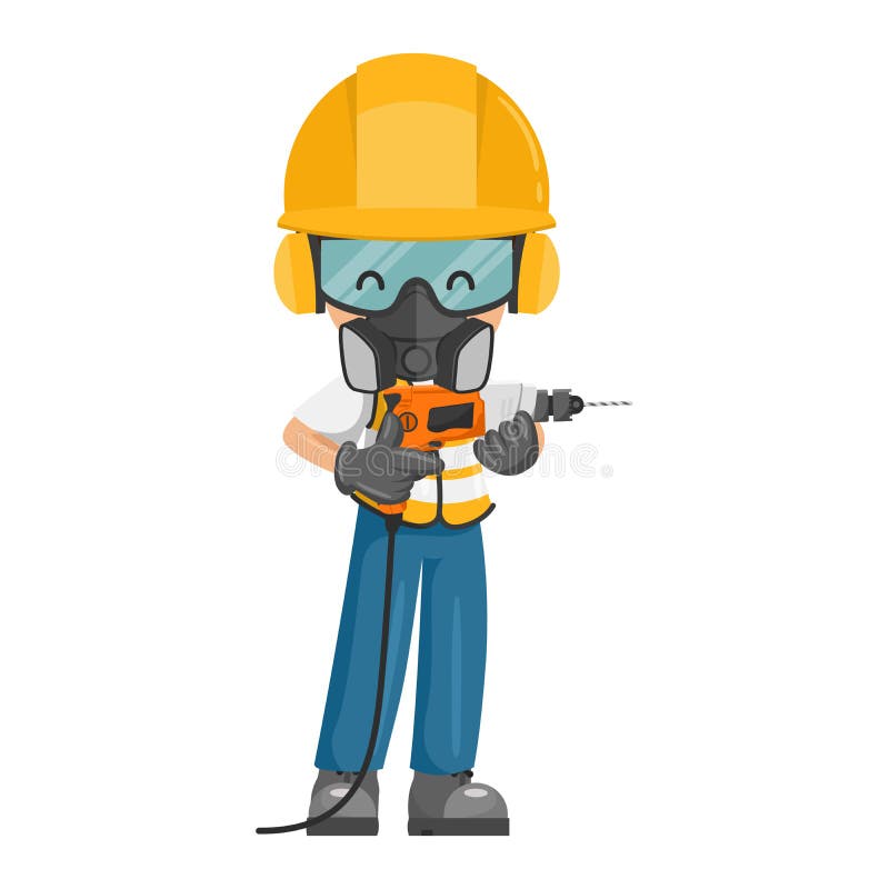 Construction Industrial Worker with Personal Protective Equipment and ...