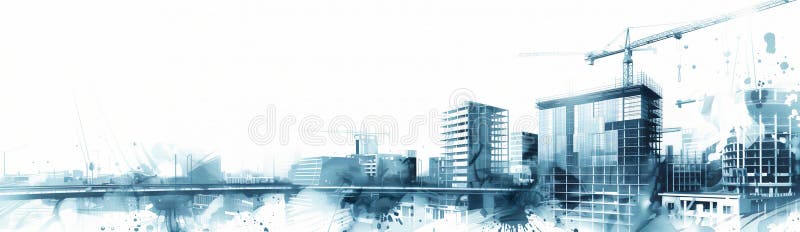 Construction Industry Banner with Modern Buildings and Copy Space Stock ...