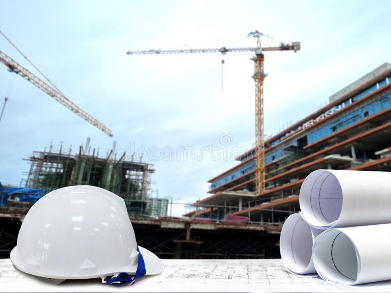 Construction Industry Caps Building Construction Drawings Stock Image ...