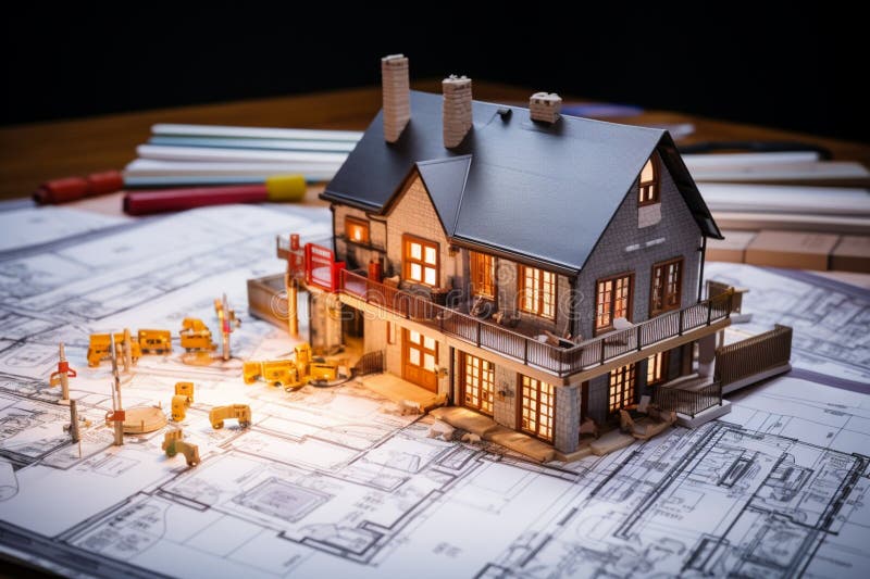 Construction Industry Concept Building House and Project Plans Stock ...