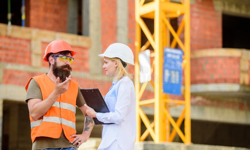 Construction Industry Concept. Discuss Progress Project Stock Photo ...