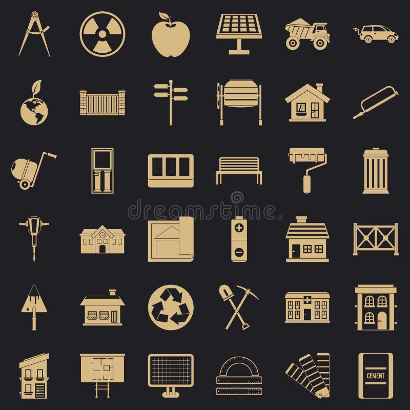 Construction Industry Icons Set, Simple Style Stock Vector ...