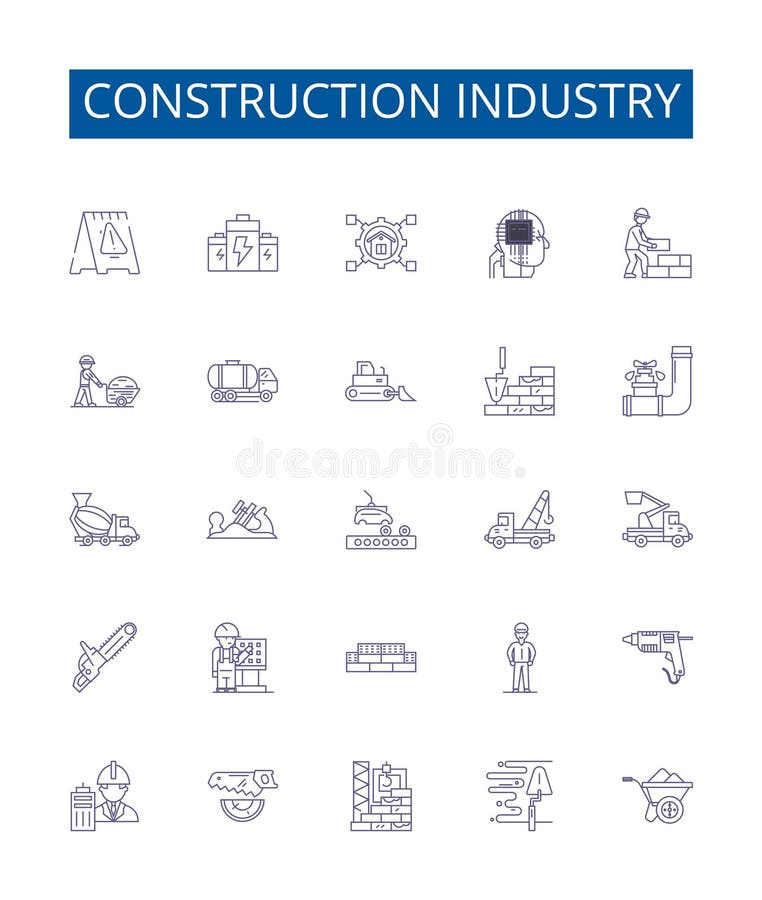 Construction Industry Line Icons Signs Set. Design Collection of Build ... Construction Industry Line Icons Signs Set. Design Collection of Build ...