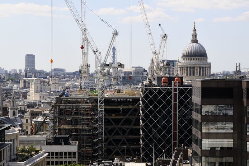 Construction Industry in London Uk Stock Image - Image of travel, crane ...