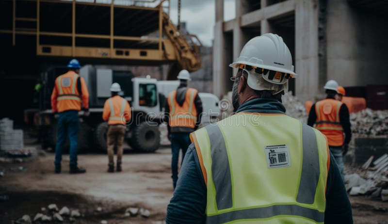 Construction Industry Men in Hardhats Working Together Generated by AI ...