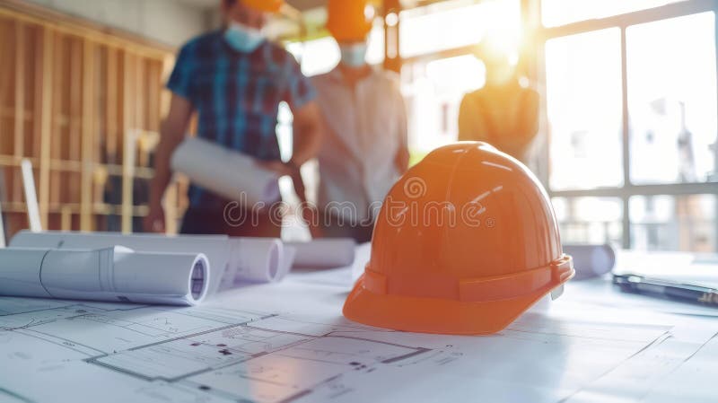 Construction Industry Professionals Discussing Building Plans Stock Illustration - Illustration ...