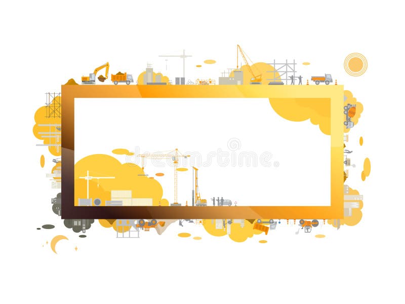 Construction Industry A006 with Rectangle Frame Vector Illustration ...