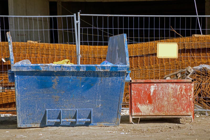 Construction Industry Site Dump Containers Stock Image - Image of work ...