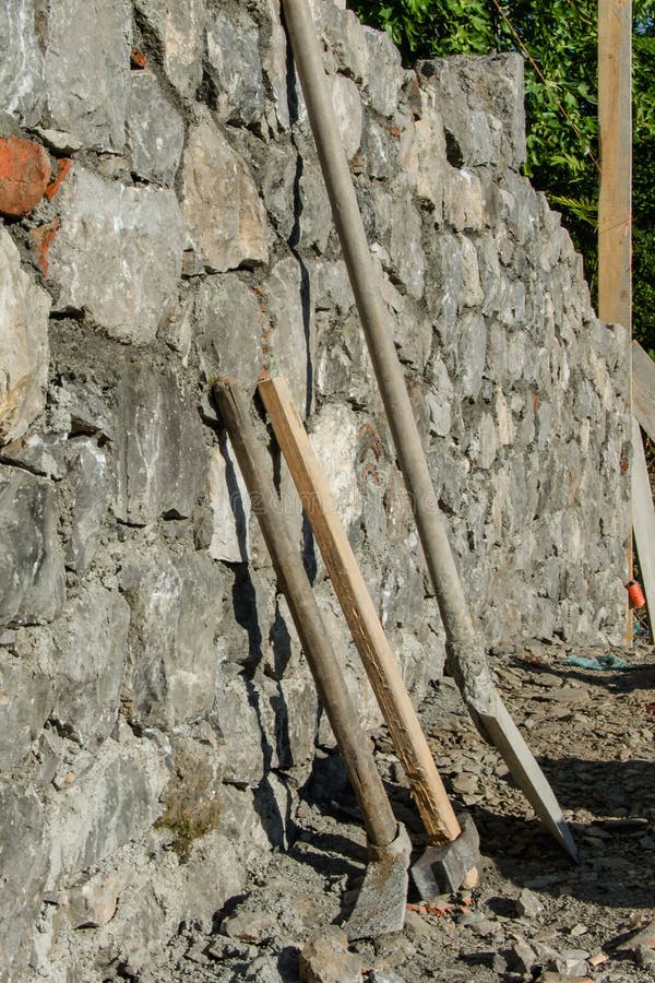 Construction Industry - Stone Wall Construction and Masonry Tools Stock ...