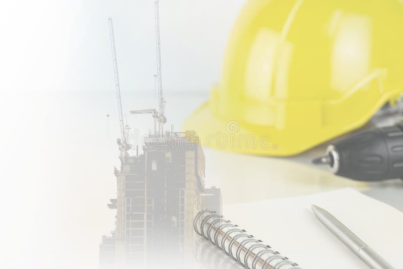 Construction Industry Tools With Construction Site Stock Image - Image ...
