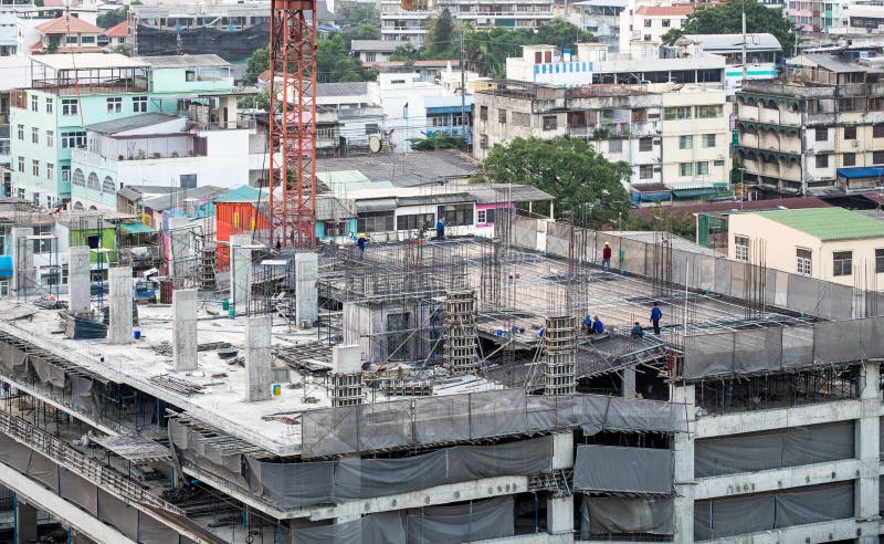 Construction Industry Worker and Building Stock Photo - Image of ...