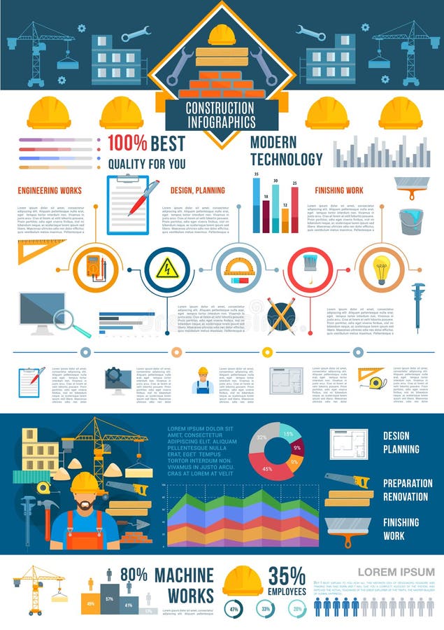 Construction Infographic with Graph and Chart Stock Vector ...