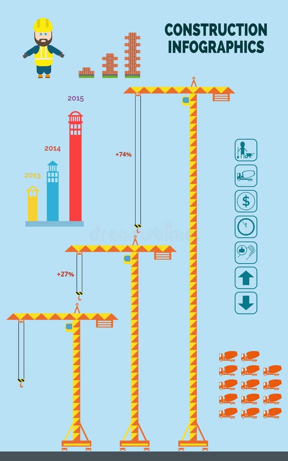 Construction Infographics Elements Stock Vector - Illustration of beard ...