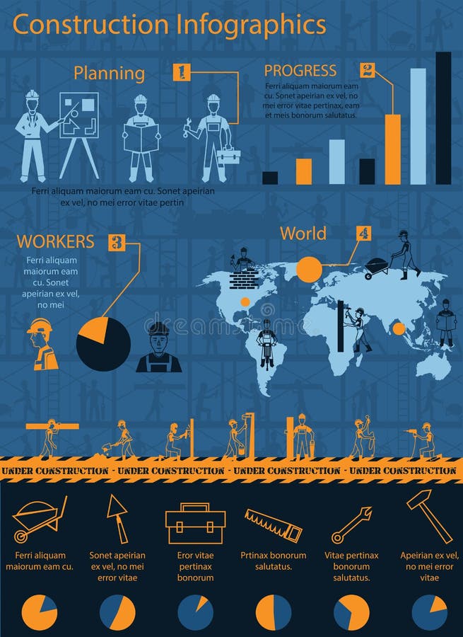 Construction Infographics Set Stock Vector - Illustration of engineer ...