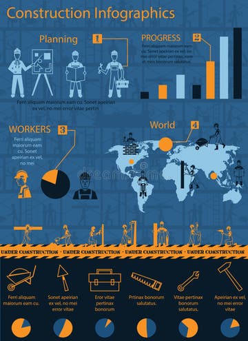 Construction Infographics Set Stock Vector - Illustration of engineer ...