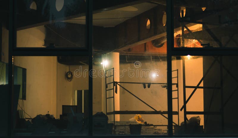 Construction Inside a Building Stock Photo - Image of light, dark ...