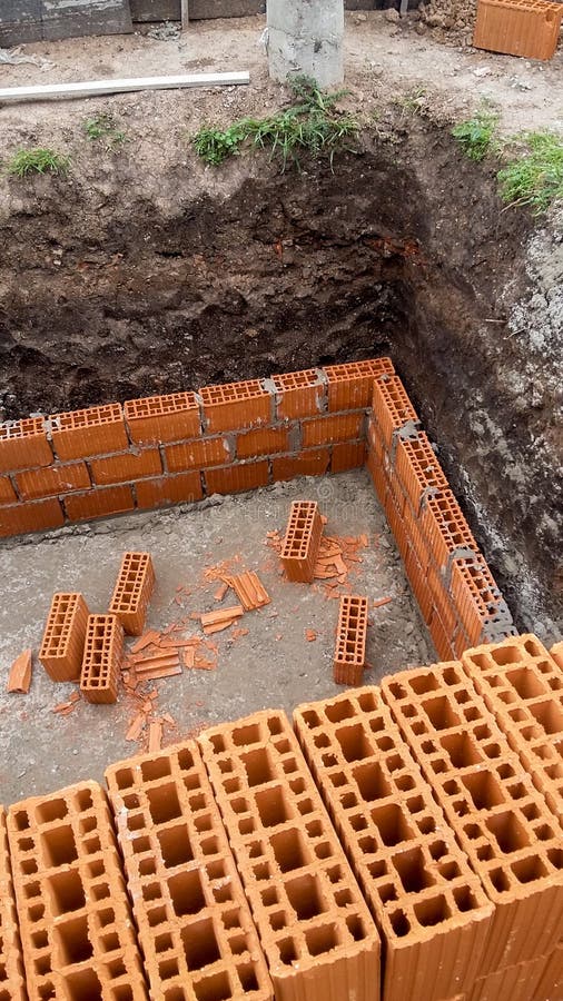Construction of an Inspection Chamber with Hollow Ceramics Stock Image ...