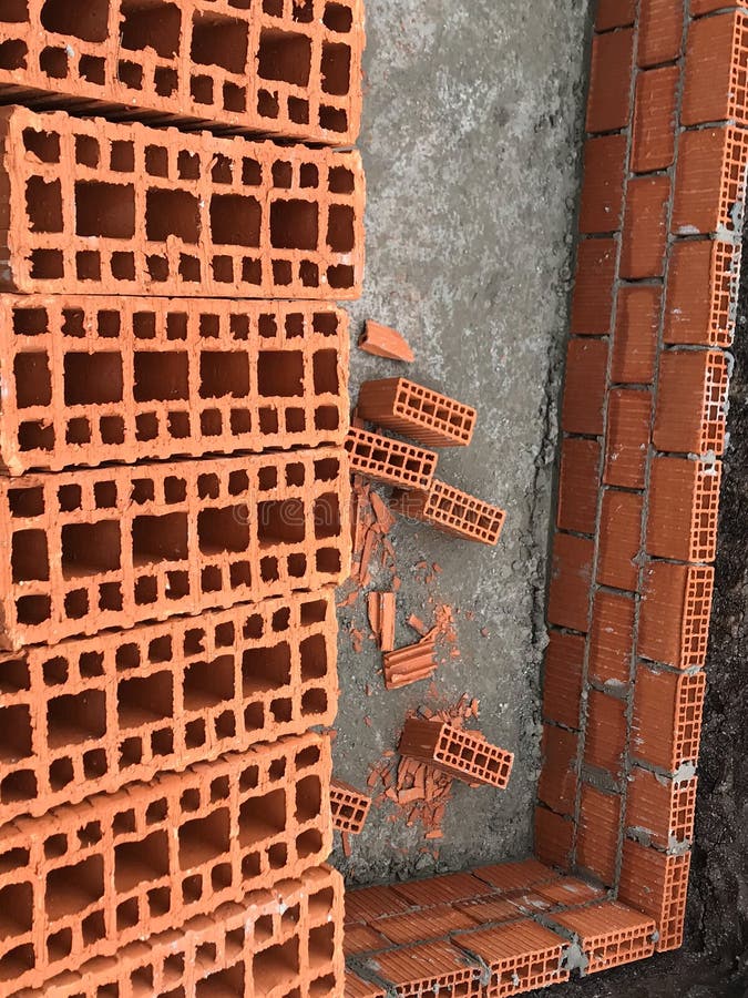 Construction of an Inspection Chamber with Hollow Ceramics Stock Photo ...