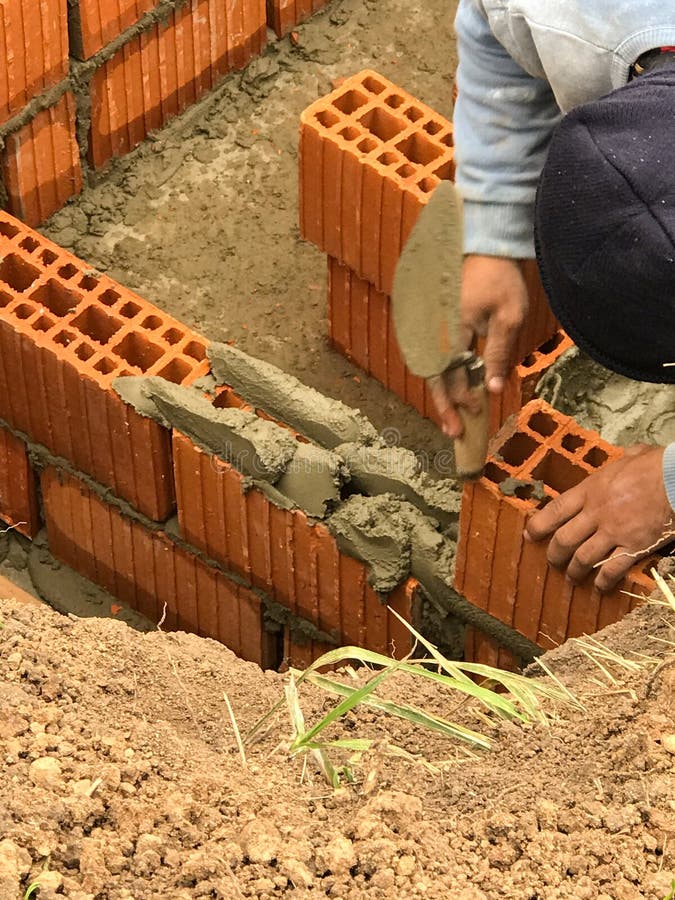 Construction of an Inspection Chamber with Hollow Ceramics Stock Photo ...