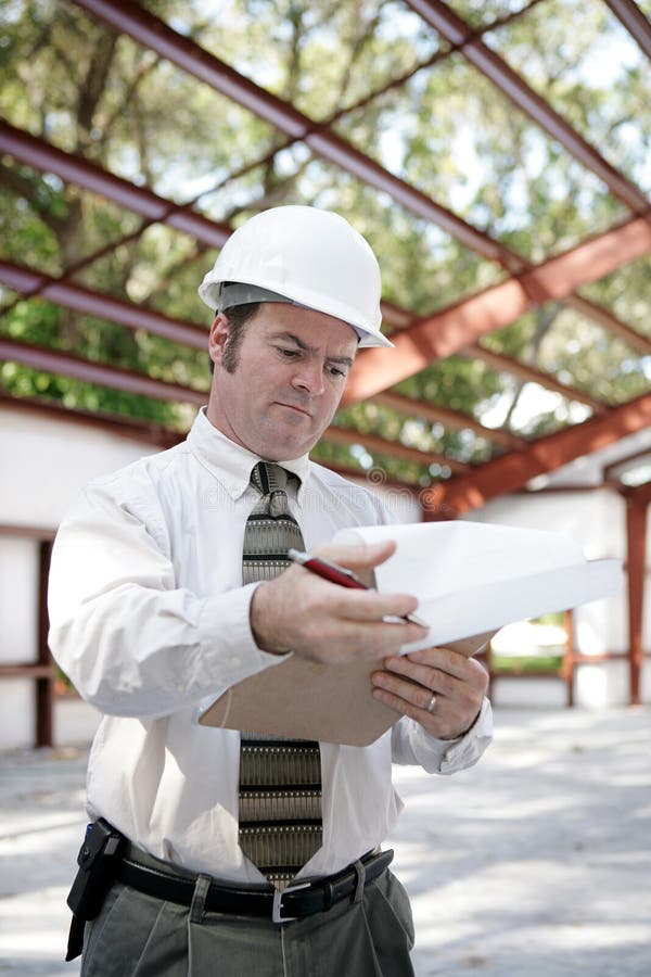 Construction Inspector - Reviewing Notes Stock Photo - Image of ...