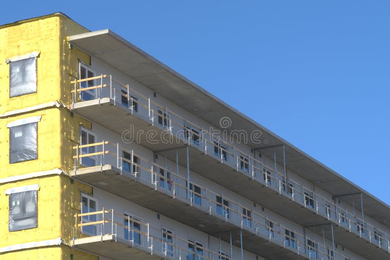 Construction Site Residential Building Facade Insulation Windows Stock ...