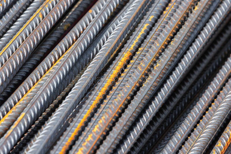 Construction Iron Rods with Rust Spots, Abstract Industrial Background ...