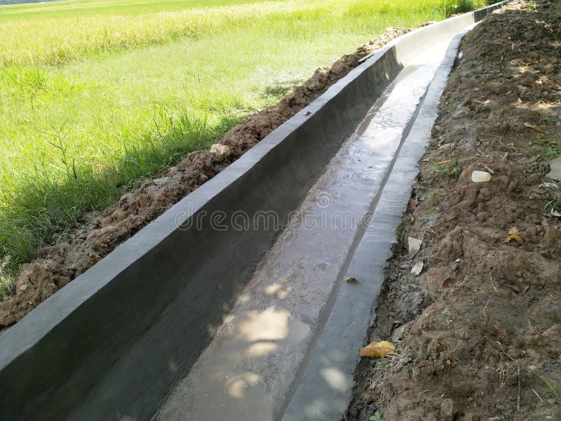 Construction of Irrigation Canals for Rice Field Stock Photo - Image of ...