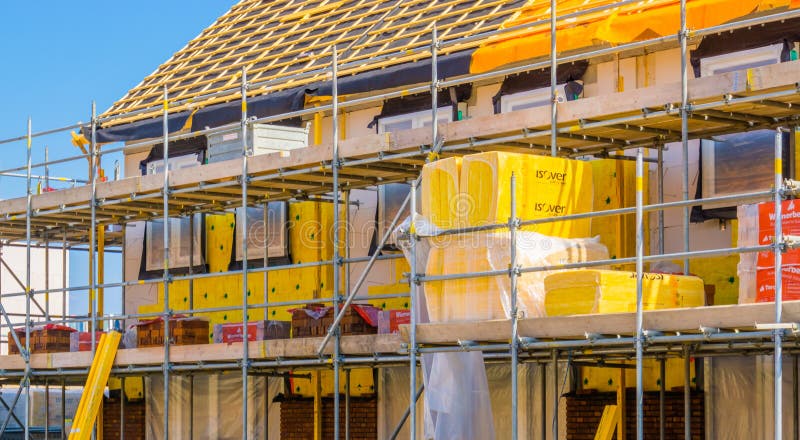 Construction and Isolation of a Modern Home, Construction Site in ...