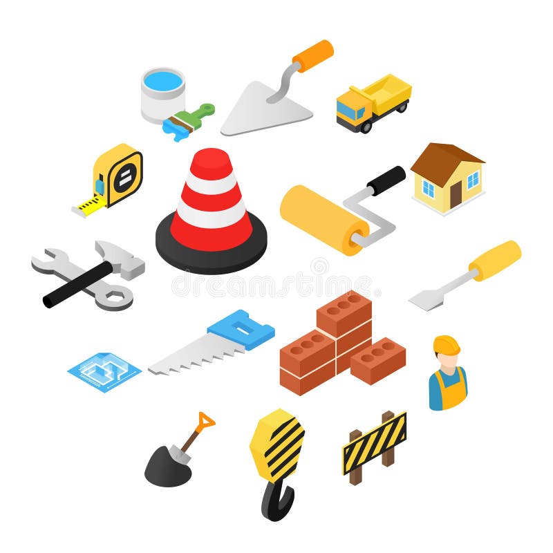 100 Construction Icons Set, Cartoon Style Stock Vector - Illustration ...
