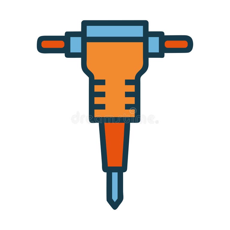 Construction Jackhammer Tool Stock Vector - Illustration of vector ...