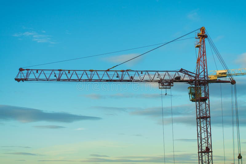 Construction Jib Crane Tower at Construction Site Stock Photo - Image ...