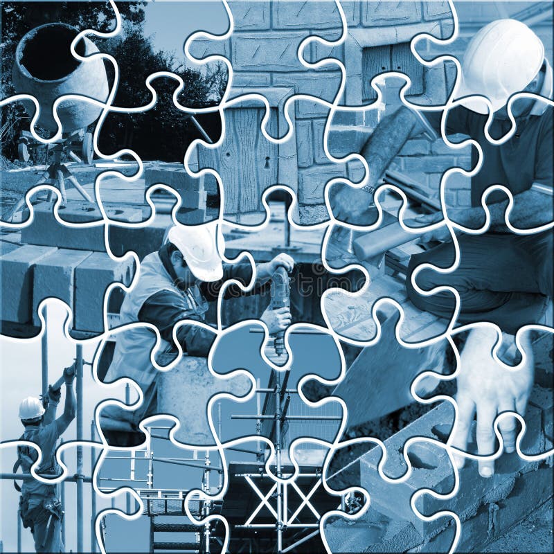 Construction jigsaw stock illustration. Illustration of helmet - 37185294
