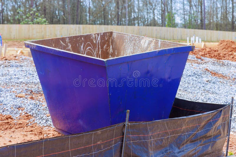 Construction Junk Recycling Waste Stored in a Metal Container Dumpster ...