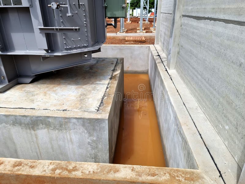 View of Power Transformer Foundation, Oil Gutter, and Oil Separator ...