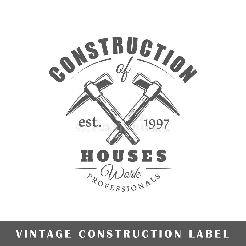 Construction Label Template Stock Vector - Illustration of hammer, card ...