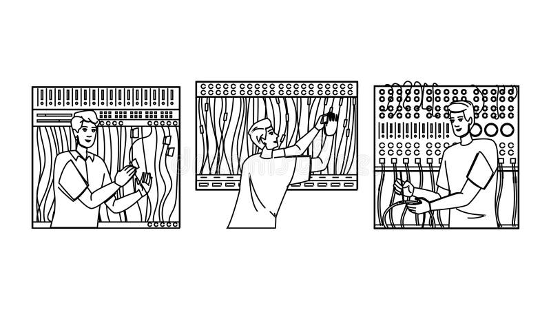 Construction Labeling Cables Engineer Vector Stock Vector ...